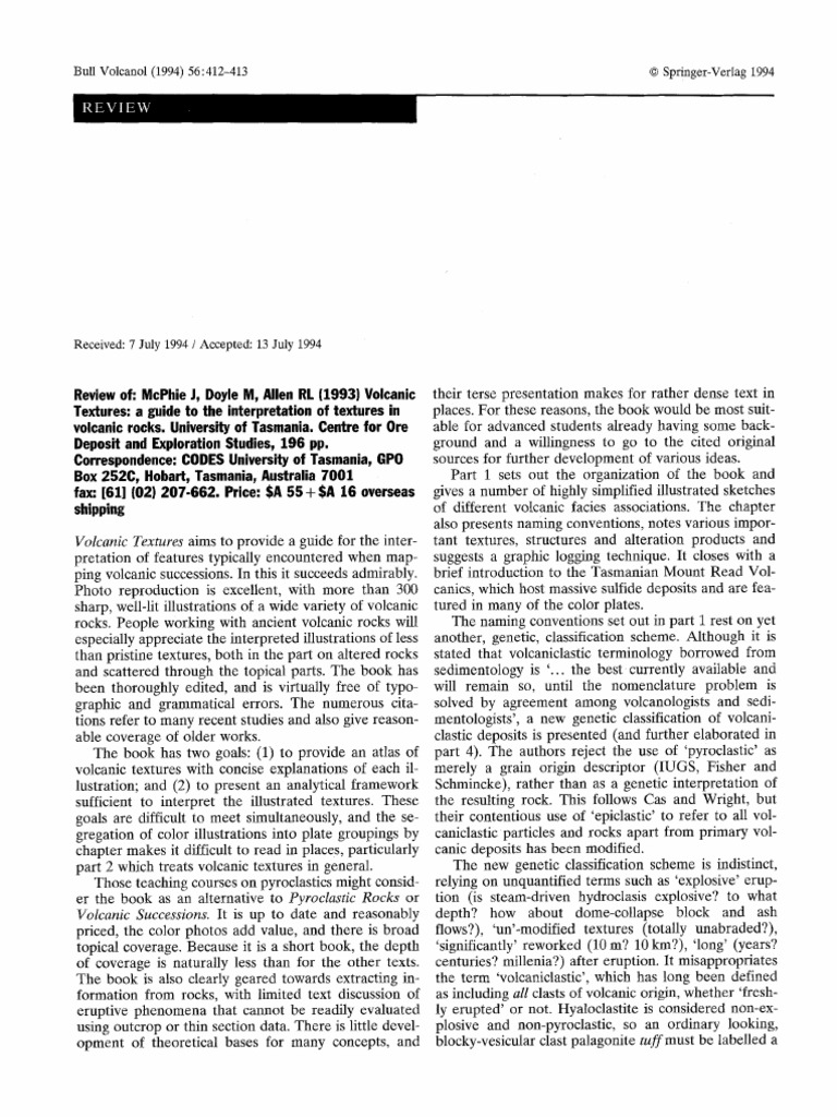Volcanic Textures Aims To Provide A Guide For The Inter | PDF | Clastic ...