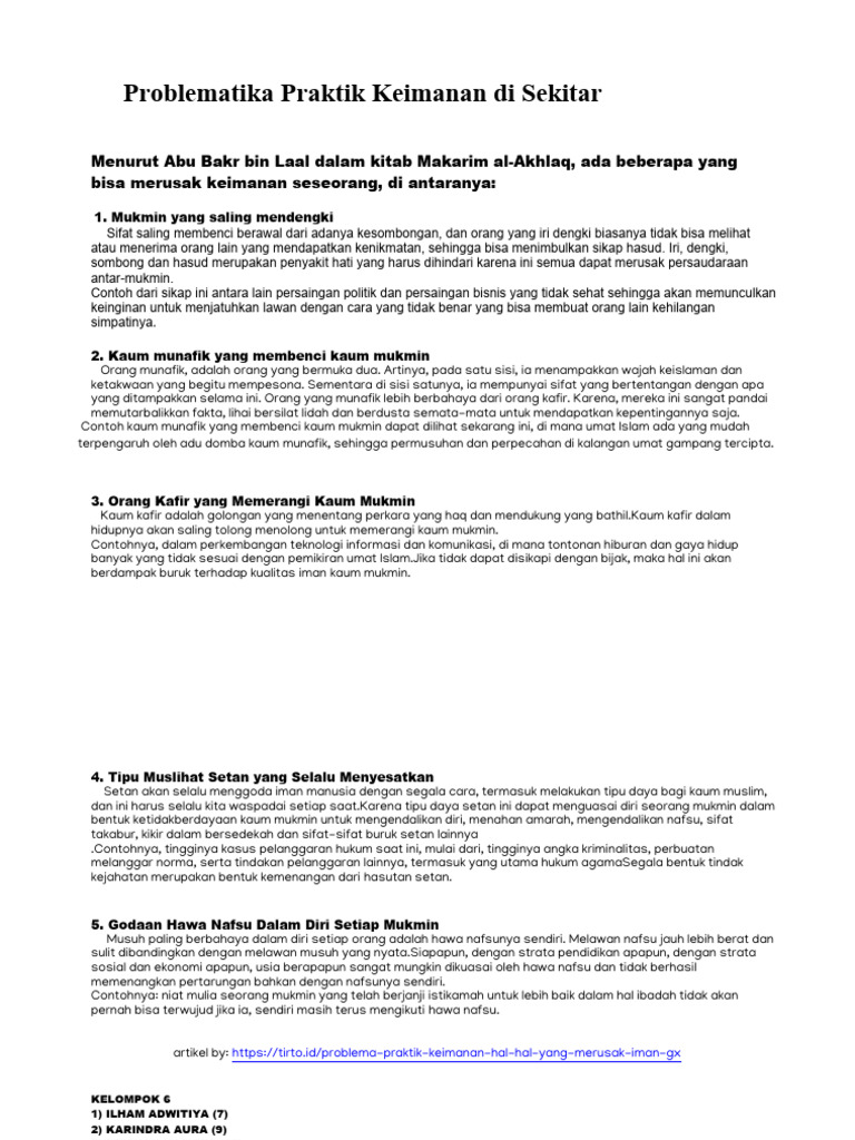 Problematika Praktik Keimanan Di Sekitar | PDF