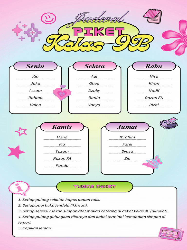 Jadwal Piket Kelas 9b | PDF