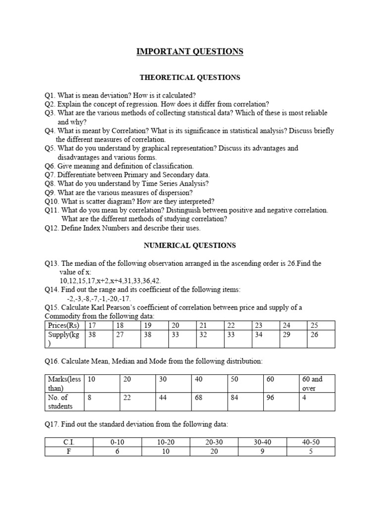 QTB Important Questions 2021 | PDF | Statistics | Mean