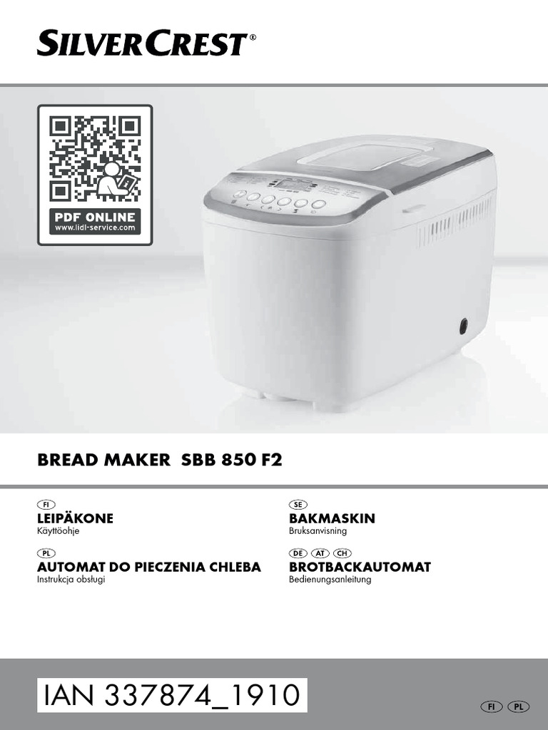 SilverCrest SBB 850 F2 Bread Maker | PDF