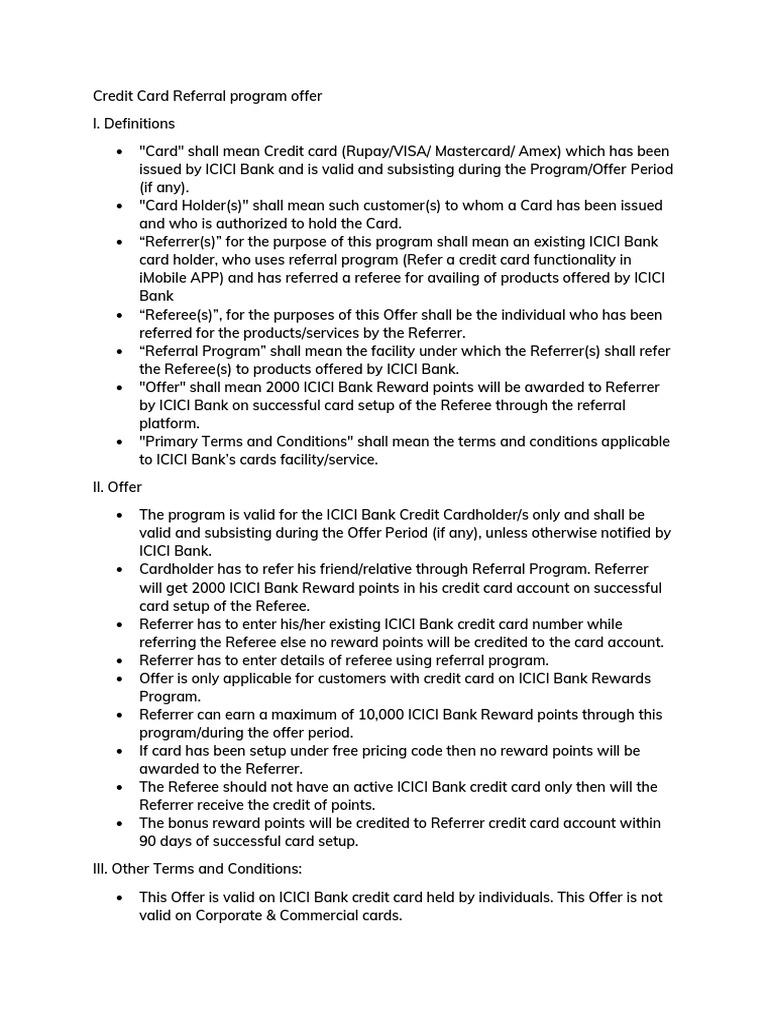 Credit Card Referral Program Offer Pdf Credit Card Loyalty Program