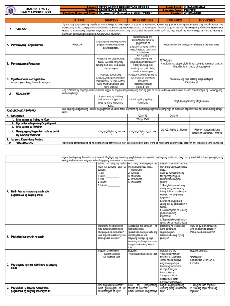 Filipino Q2 W4 | PDF