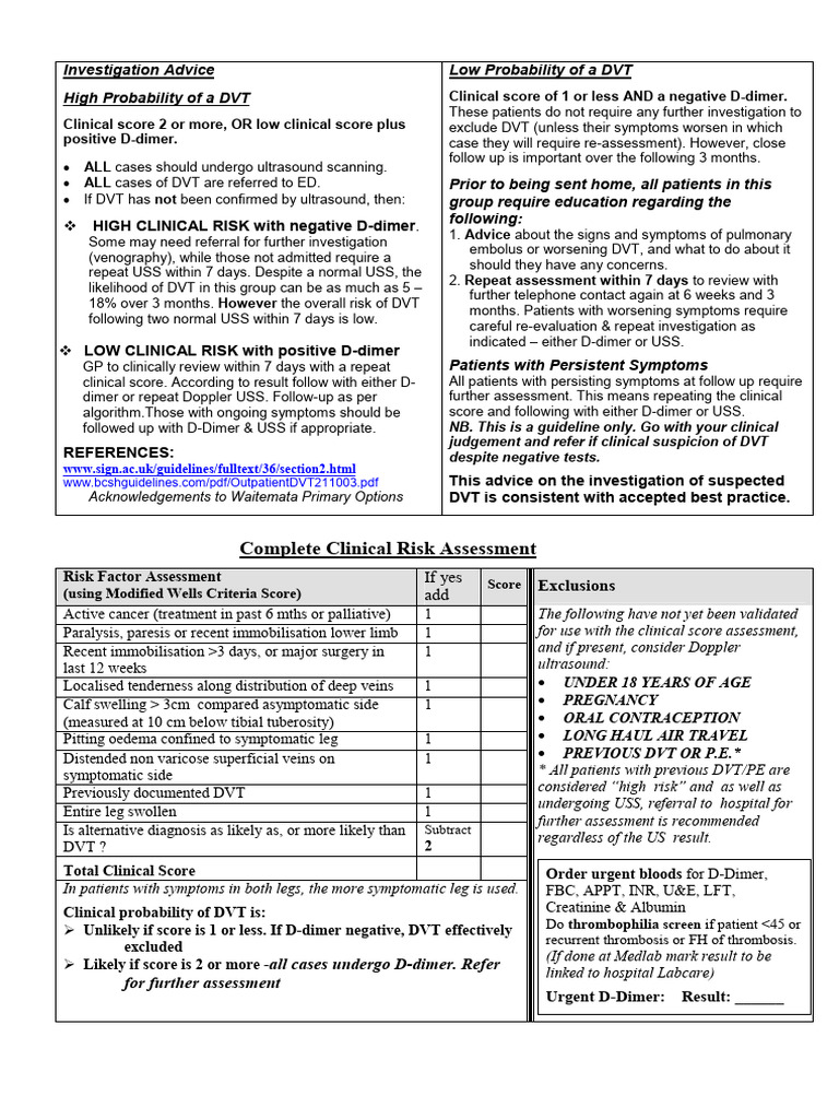 Guidelines DVT Primary | PDF | Medical Specialties | Diseases And Disorders