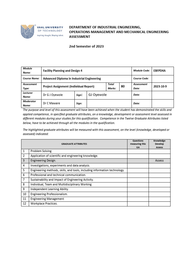 2023 - Individual FPD Project | Download Free PDF | Engineering | Industrial Engineering