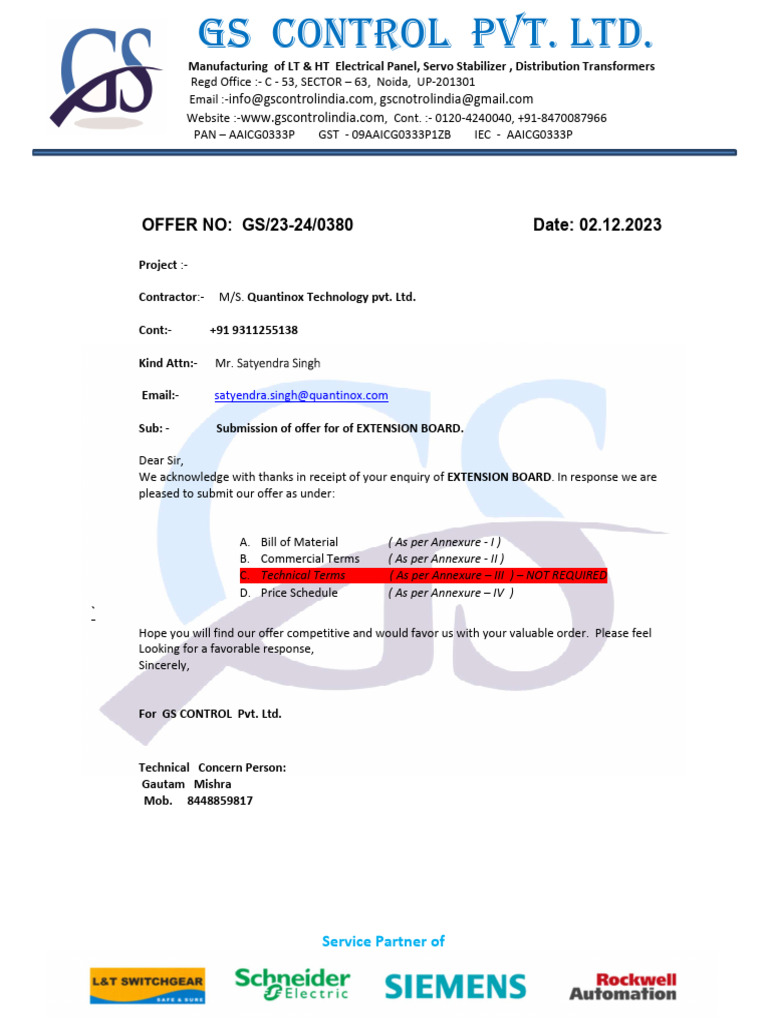 Gs Control Offer of Extension Board | PDF | Economies | Taxes