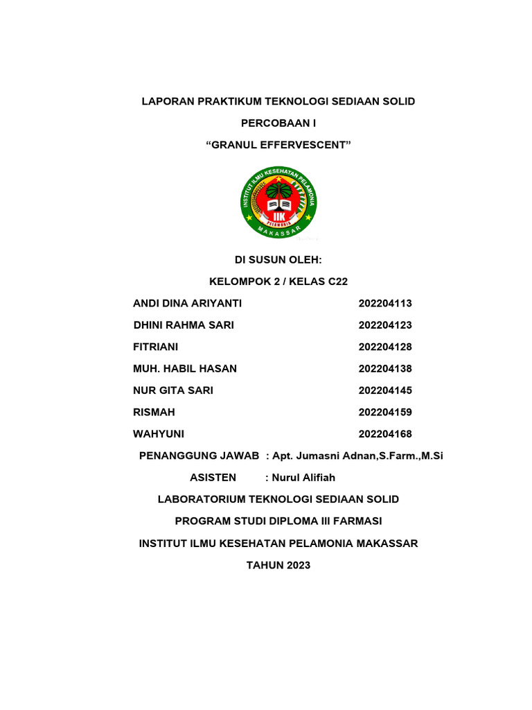 Granul Effervescent: Praktikum Farmasi | PDF