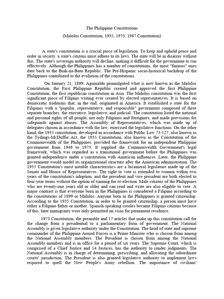 The Philippine Constitutions | Download Free PDF | Constitution | Government