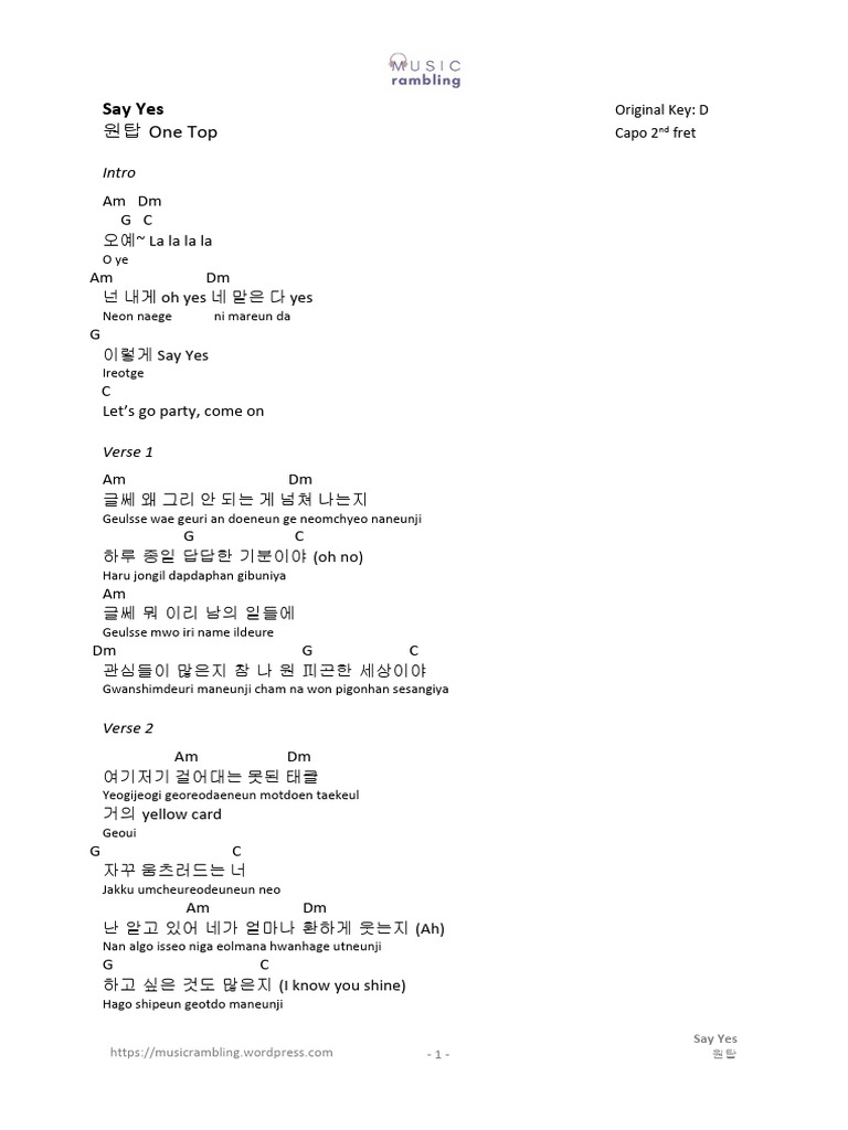 Say Yes - 원탑 One Top | PDF