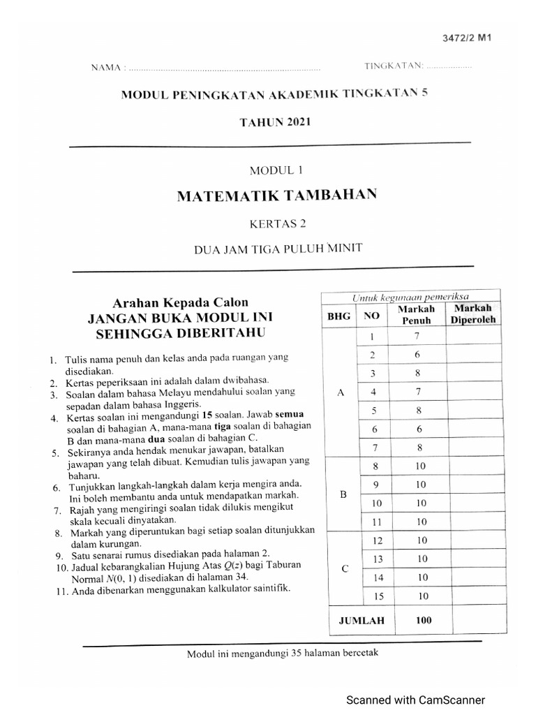 Trial Addmath Kedah SPM 2021 | PDF | Student Assessment And Evaluation | Qualifications