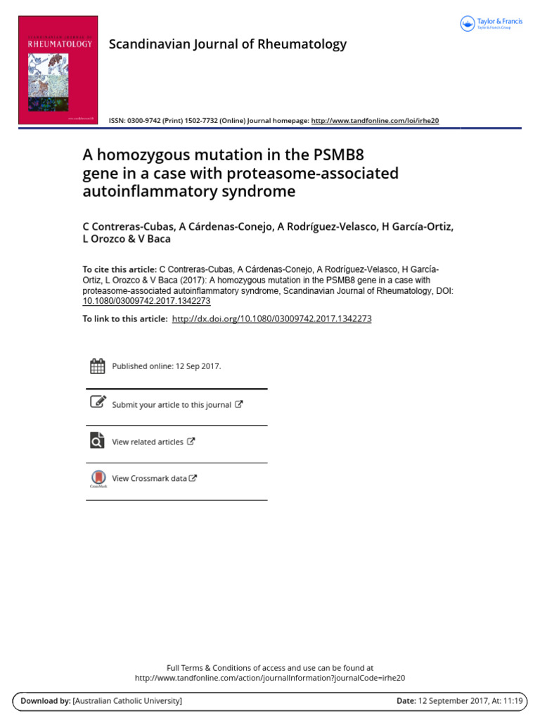 A Homozygous Mutation in The PSMB8 Gene in A Case With Proteasome ...