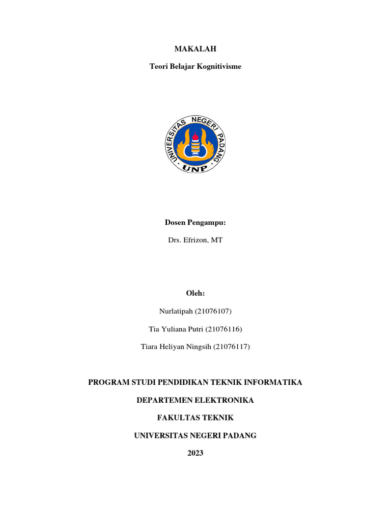 Teori Belajar Kognitivisme dalam Pendidikan | PDF