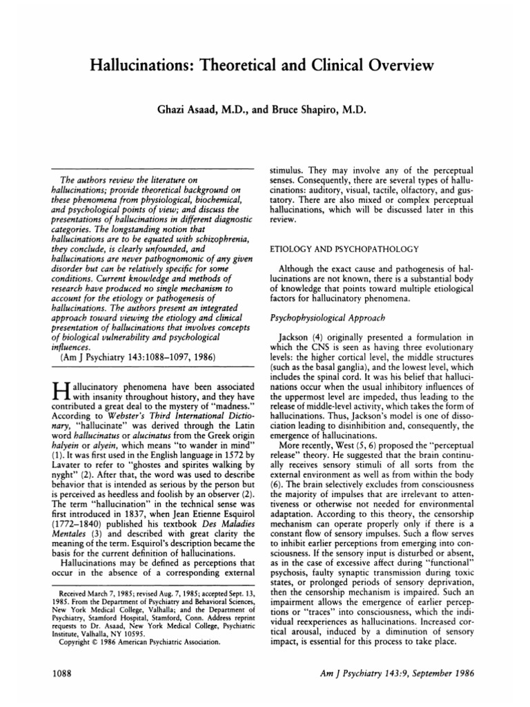 Hallucinations - Theoretical and Clinical Overview | PDF ... Hallucinations - Theoretical and Clinical Overview | PDF ...