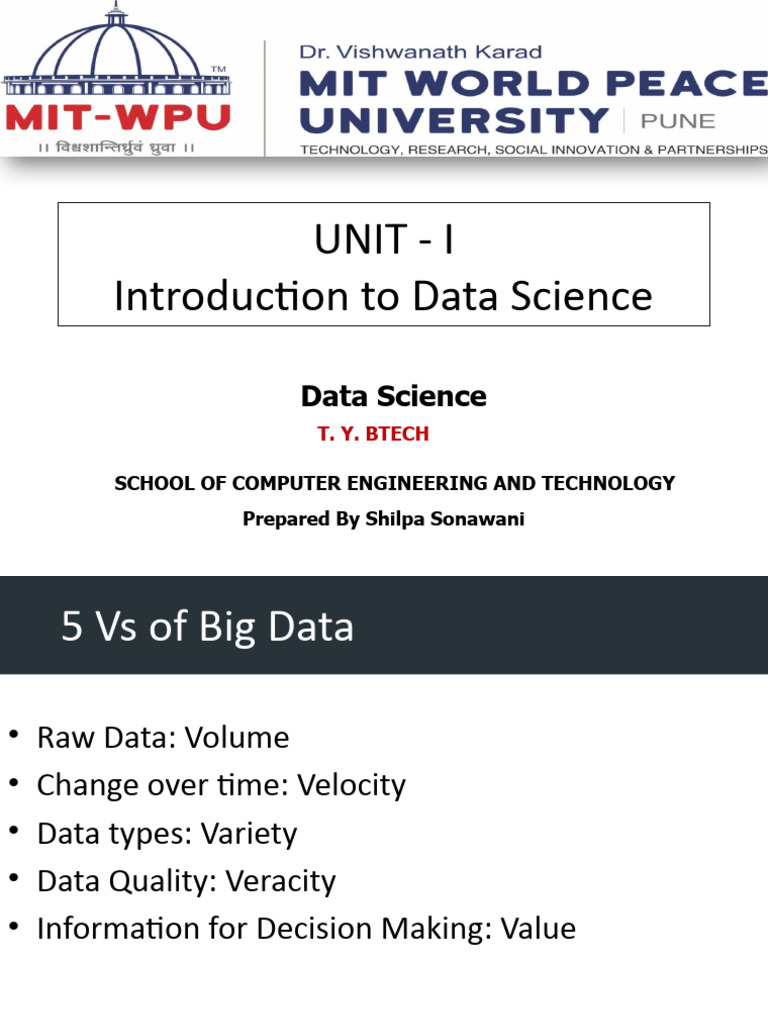 UNIT I - Introduction - DataScience - New | Download Free PDF | Data | Machine Learning