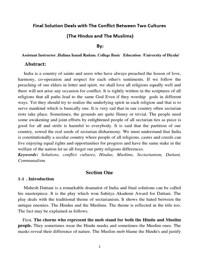 Final Solutions | PDF | Partition Of India