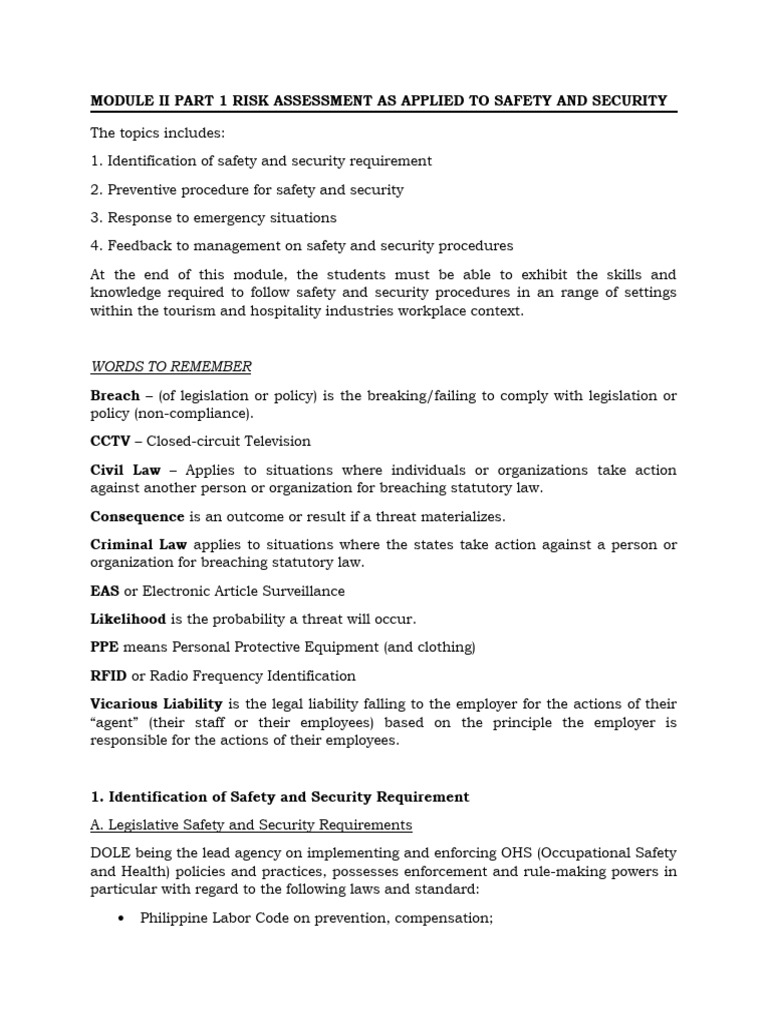 Safety and Security in Tourism Operations | PDF | Personal Protective ...