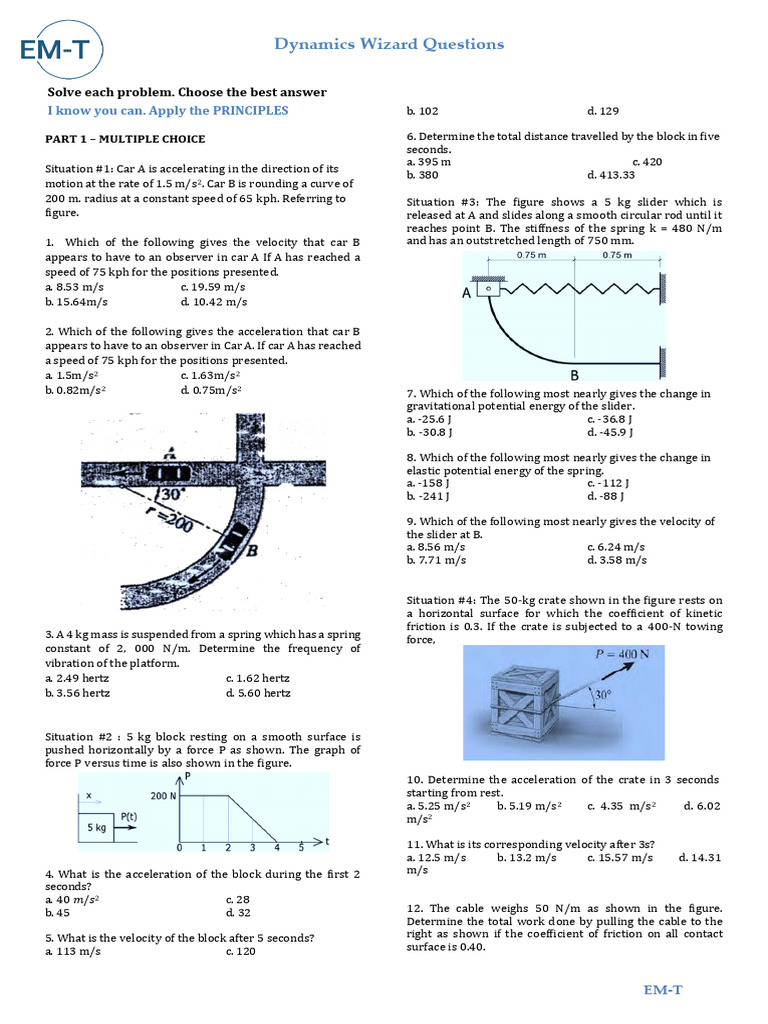 Dynamics Wizard Practice Exam | PDF | Force | Acceleration