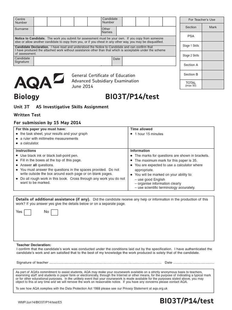 ISA Bio Questions | PDF | Water | Stoma