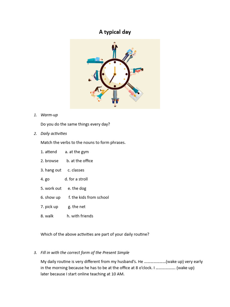 Describing a Typical Weekday Routine | PDF