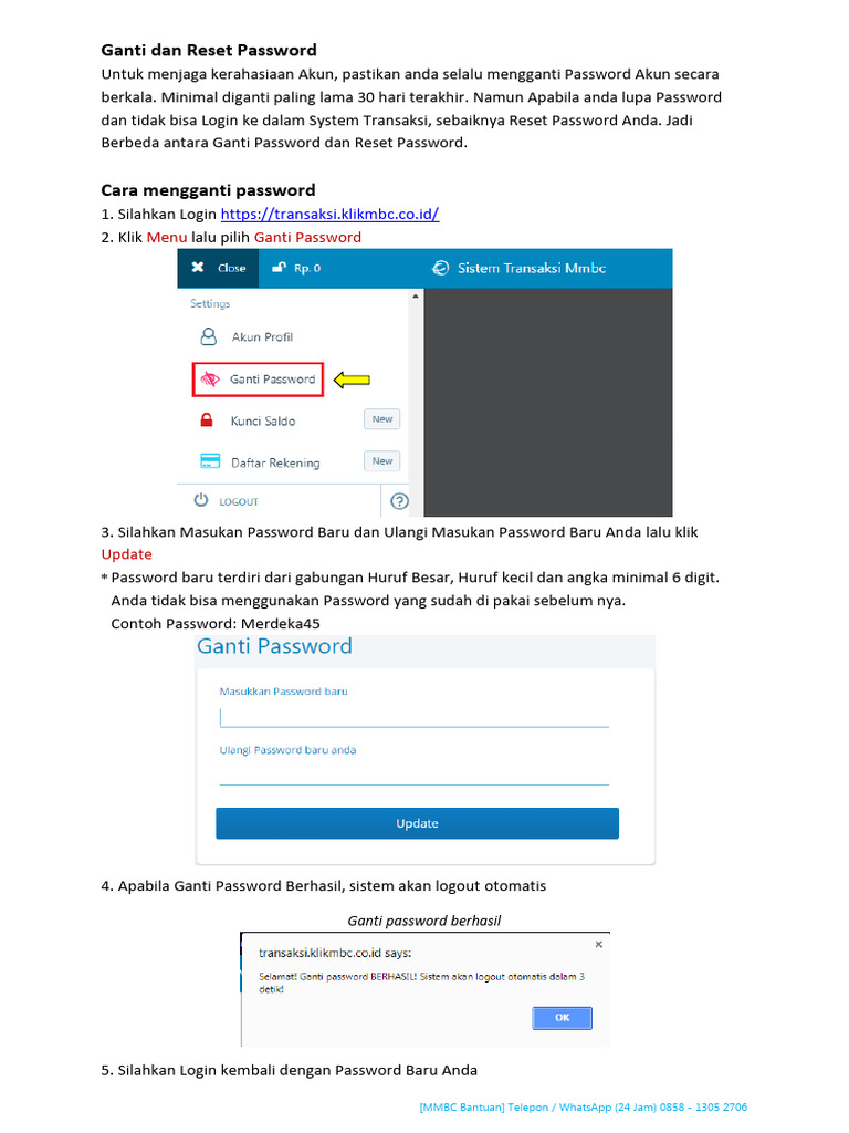 Panduan Ganti dan Reset Password Akun | PDF