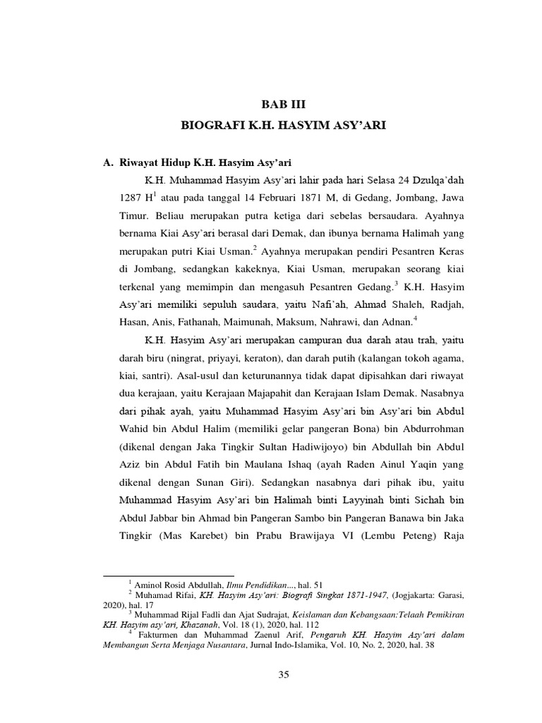 Biografi Kh. Hasyim Asy'ari | PDF