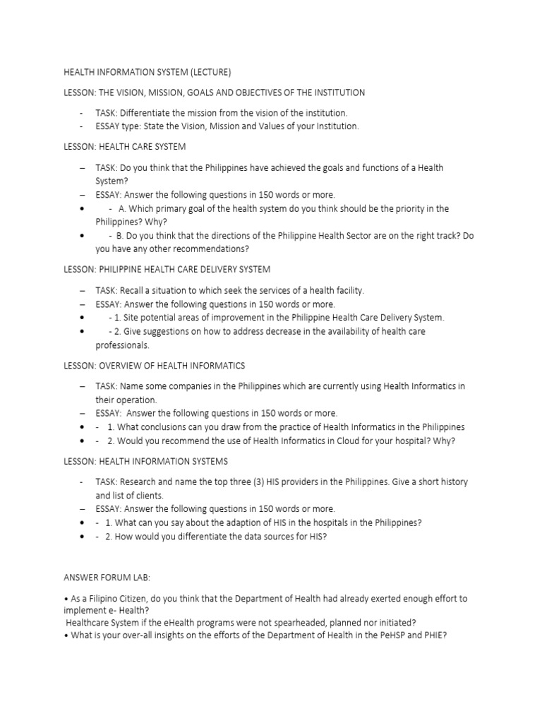 Lesson Lec | PDF | Health Informatics | Health Care