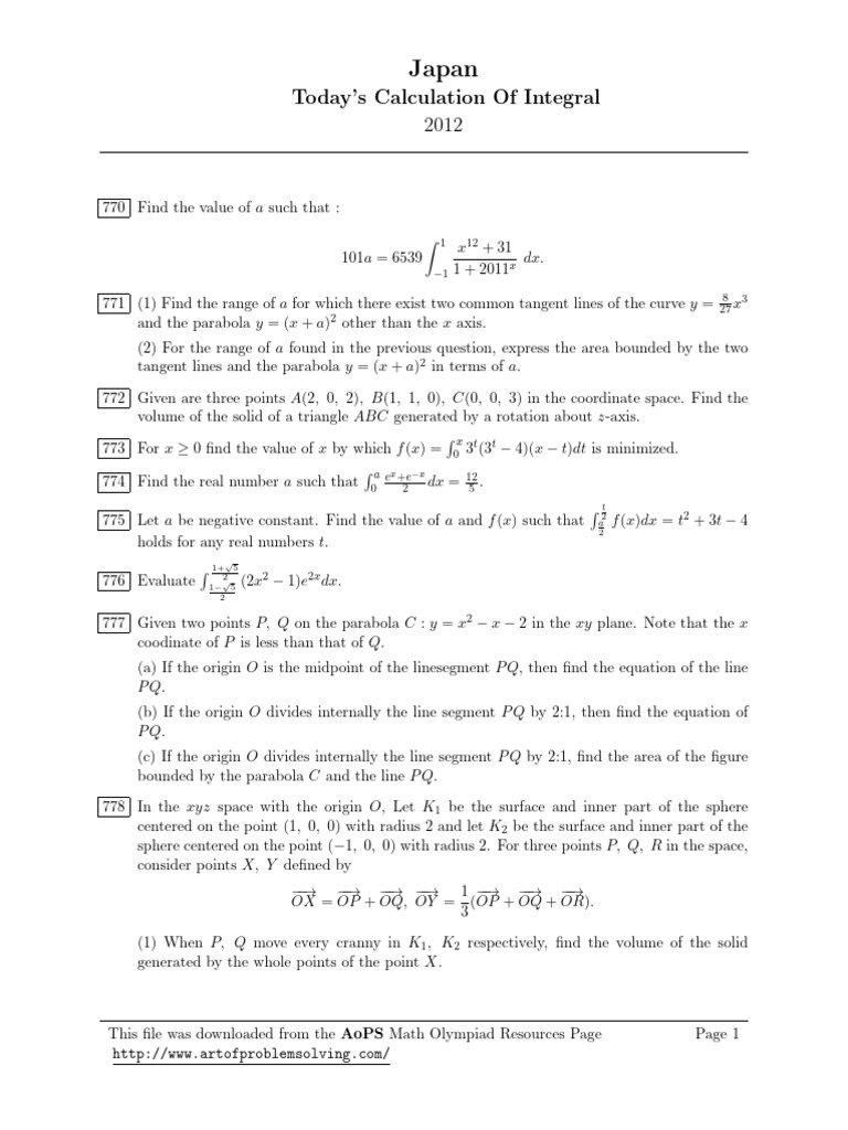 Japan Today's Calculation of Integral 2012 | Download Free PDF ...