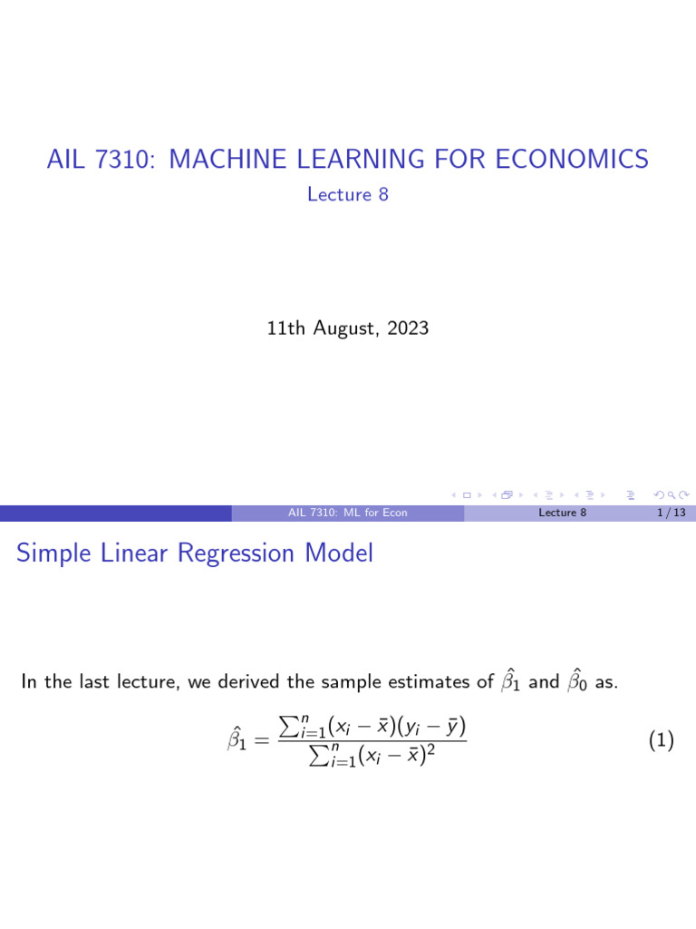 Lecture 8 | PDF | Regression Analysis | Ordinary Least Squares Lecture 8 | PDF | Regression Analysis | Ordinary Least Squares