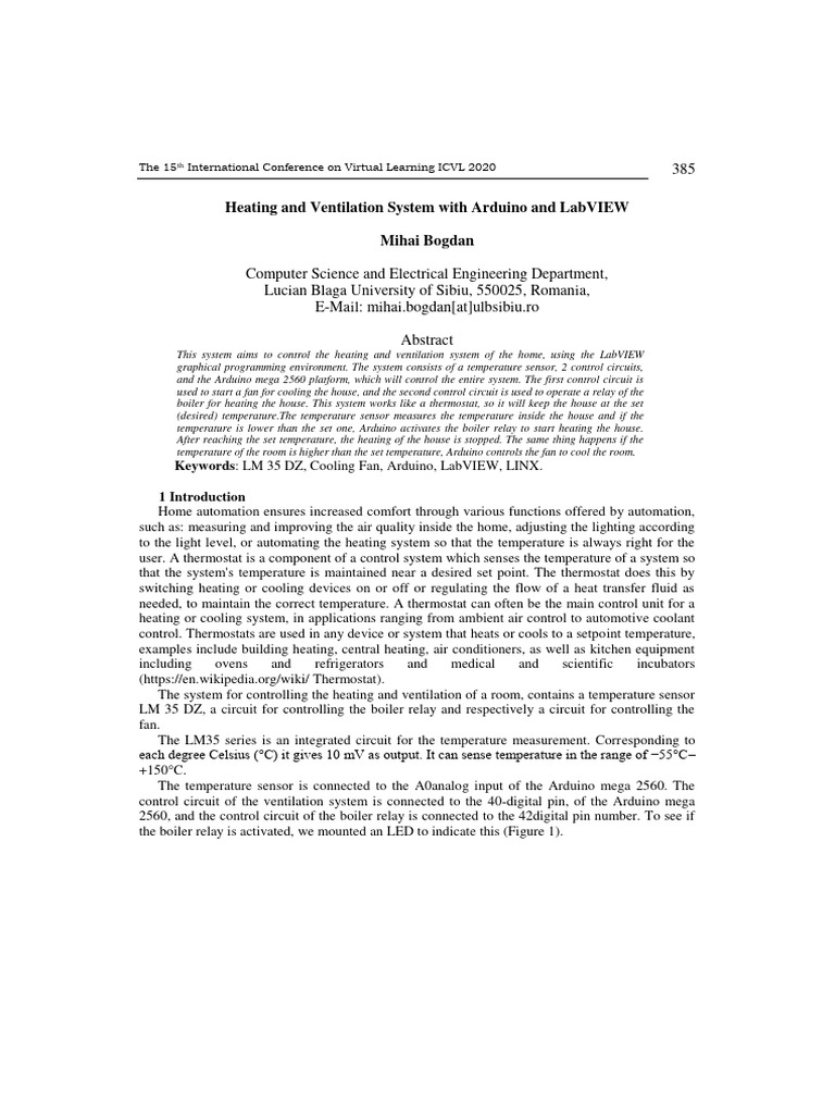 Heating and Ventilation System With Ardu | PDF | Thermostat | Computer Science