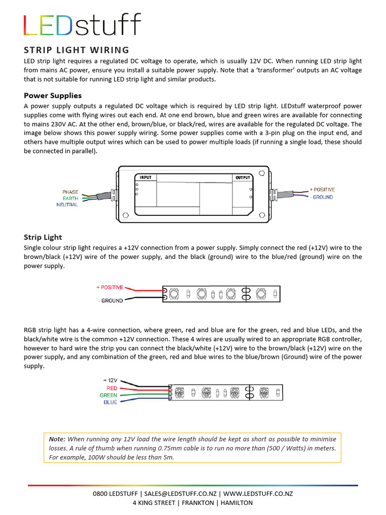 LED Strip Light Wiring Guide | PDF | Power Supply | Mains Electricity