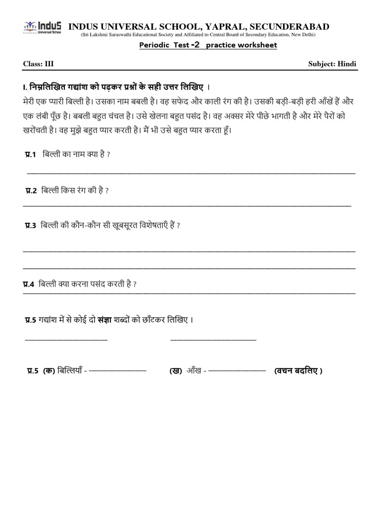 Hindi Practice PT2 Bhavi | PDF