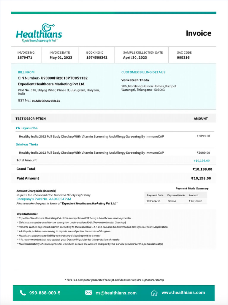 Health Benefit Checkup | PDF