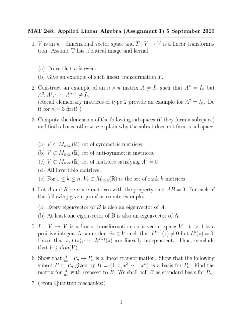 Assignment 10 | PDF | Eigenvalues And Eigenvectors | Matrix (Mathematics) Assignment 10 | PDF | Eigenvalues And Eigenvectors | Matrix (Mathematics)