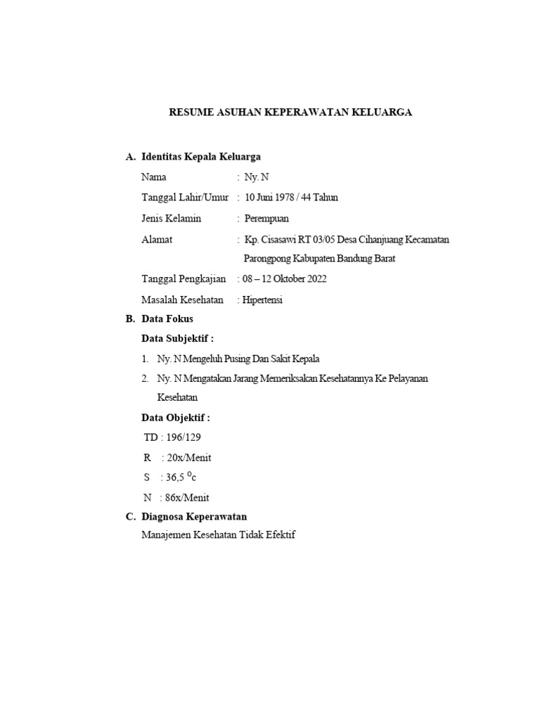Resume Askep Keluarga Hipertensi | PDF