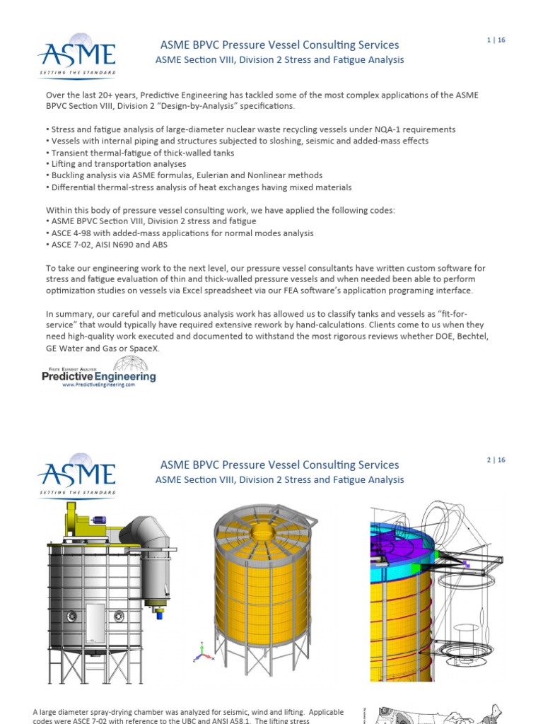 Predictive Engineering Pressure Vessel Consulting Services Asme BPVC Section Viii Div 2 2017 ...