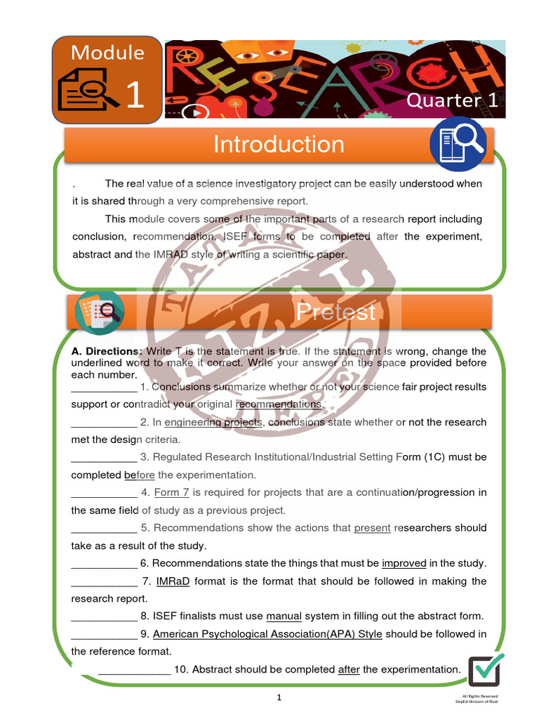 G10 Research First | PDF | Hypothesis | Experiment