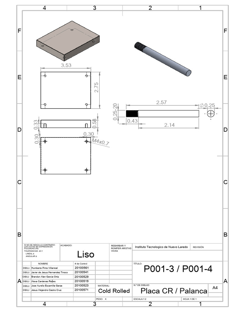 Hoja Placa Cold Rolled y Palanca | PDF