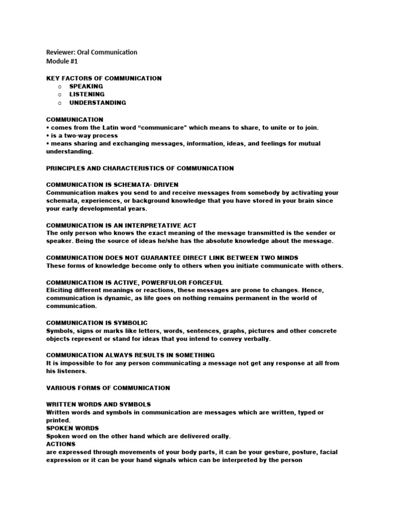 Oral Com Reviewer | PDF | Communication | Nonverbal Communication