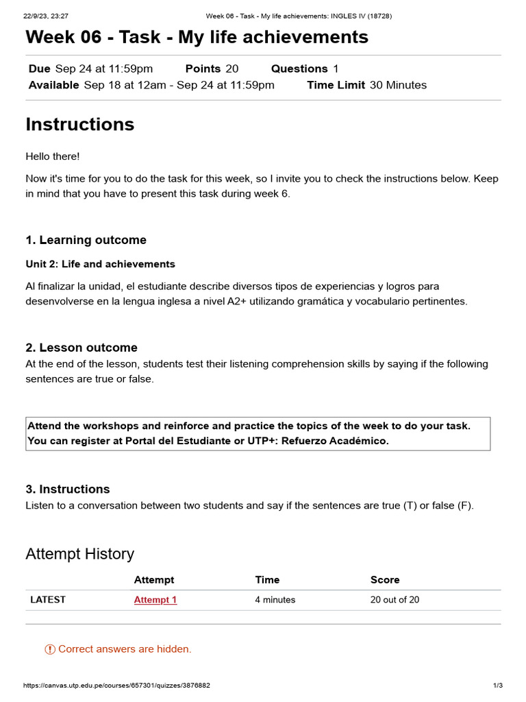 Week 06 - Task - My Life Achievements - INGLES IV (18728) INES | PDF | Learning | Behavior ...