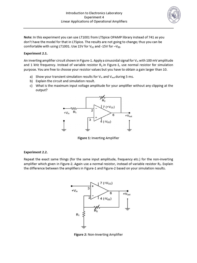 Experiment 4 | PDF | Amplifier | Operational Amplifier