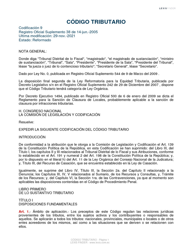 Código Tributario | PDF | Pagos | Impuestos