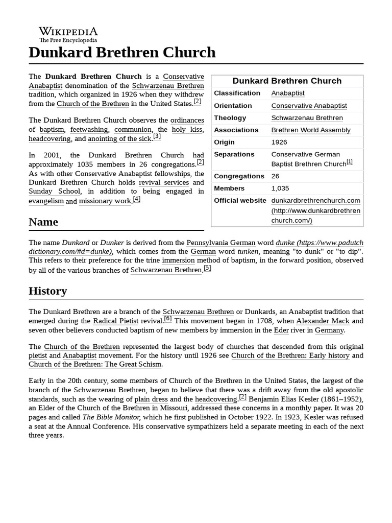 Dunkard Brethren Church | PDF | Christian Movements | Evangelicalism