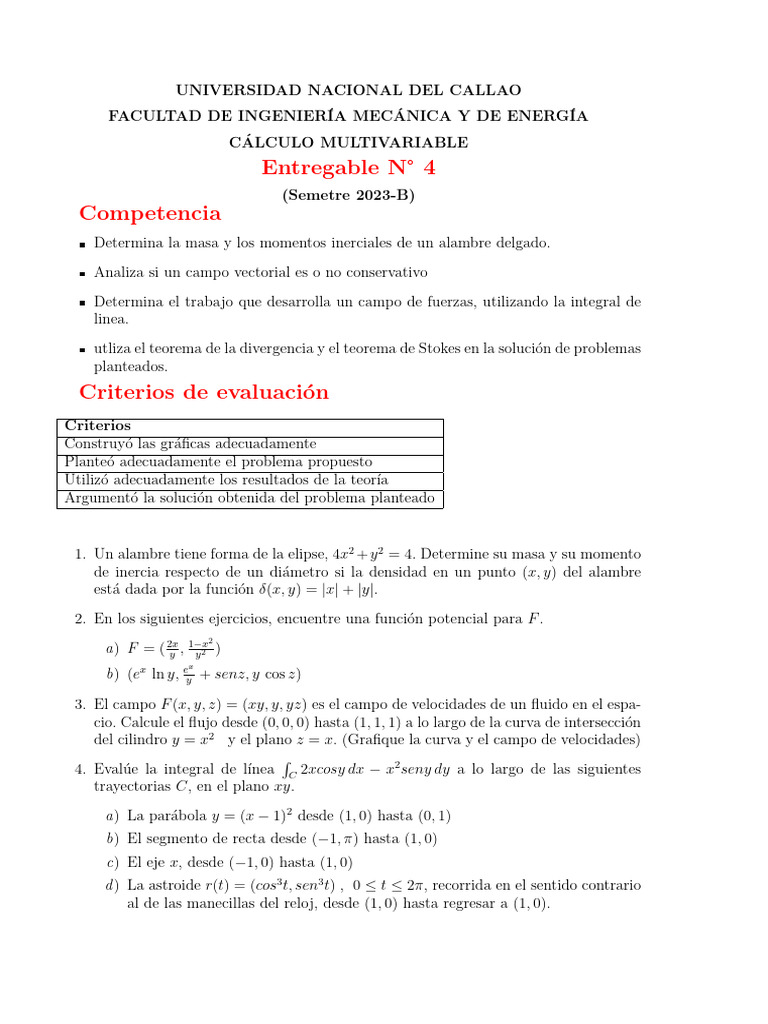 Entregable 4 2023 B | PDF | Integral | Divergencia