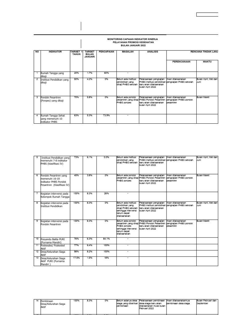 Monitoring Kinerja Promkes 2022 | PDF