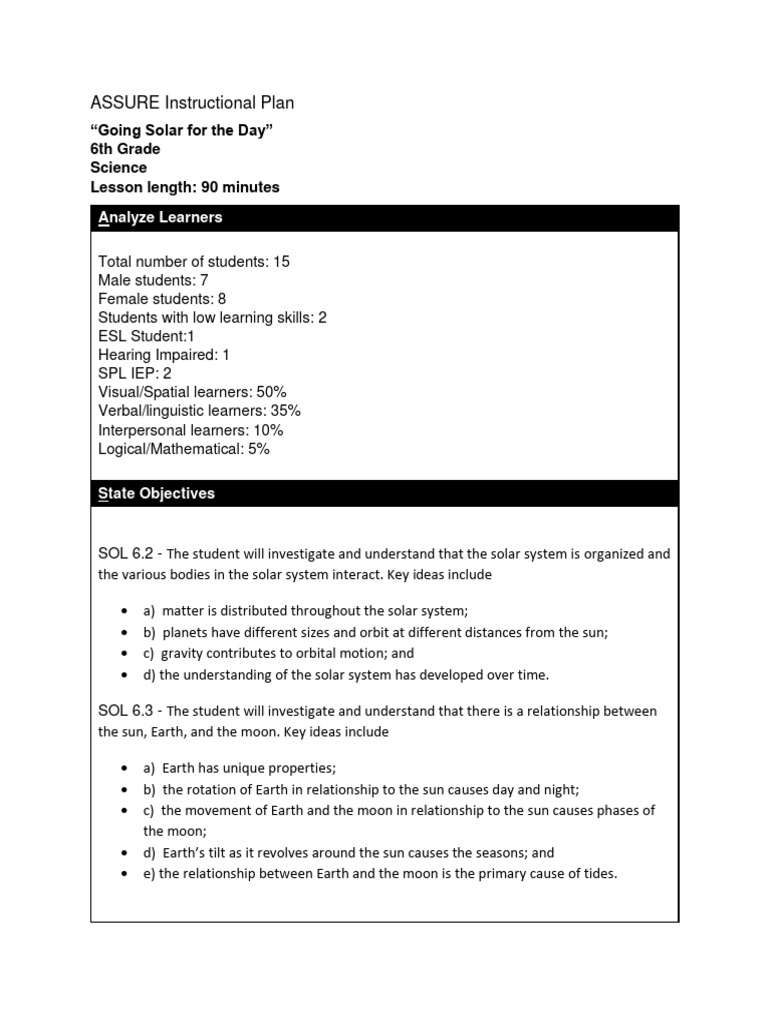 Assure Lesson Plan - Rhyan Primmer | PDF | Solar System | Planets