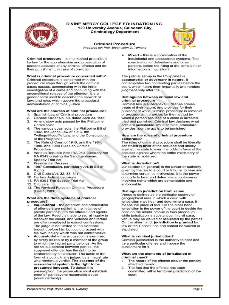 CLJ 6 - Criminal Procedure | PDF