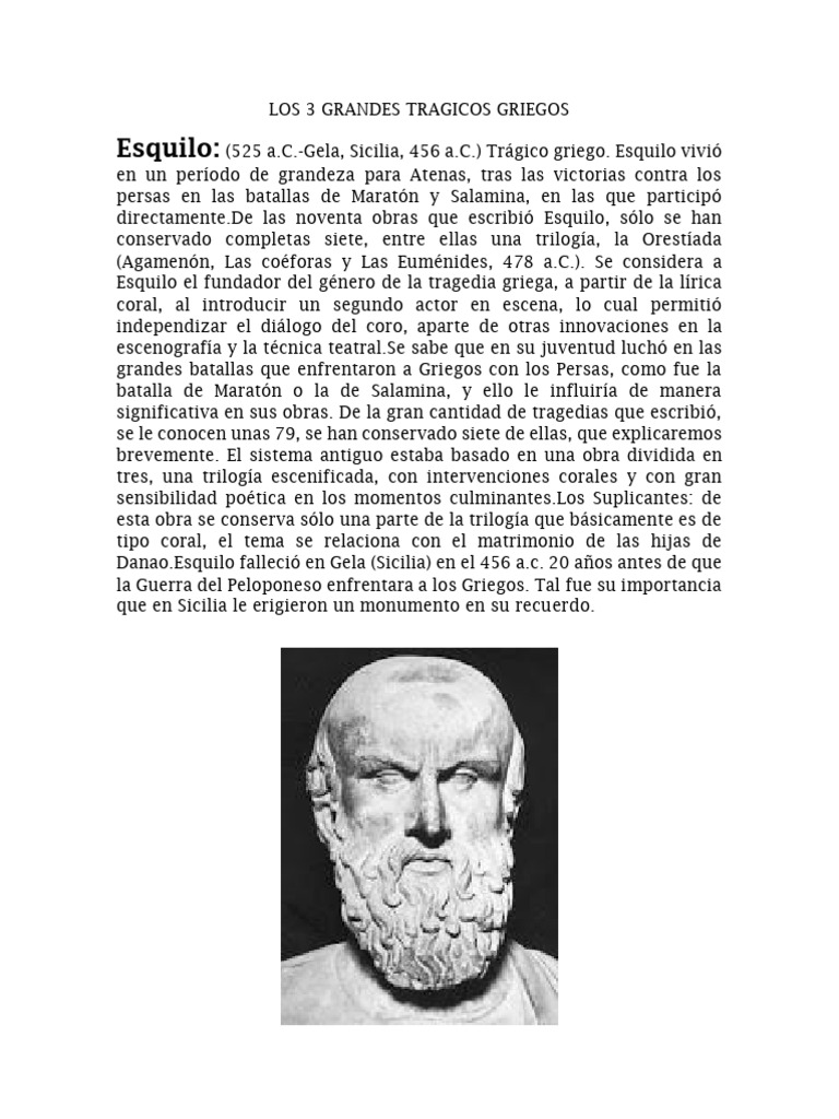 Los 3 Grandes Tragicos | PDF | Esquilo | Tragedia griega