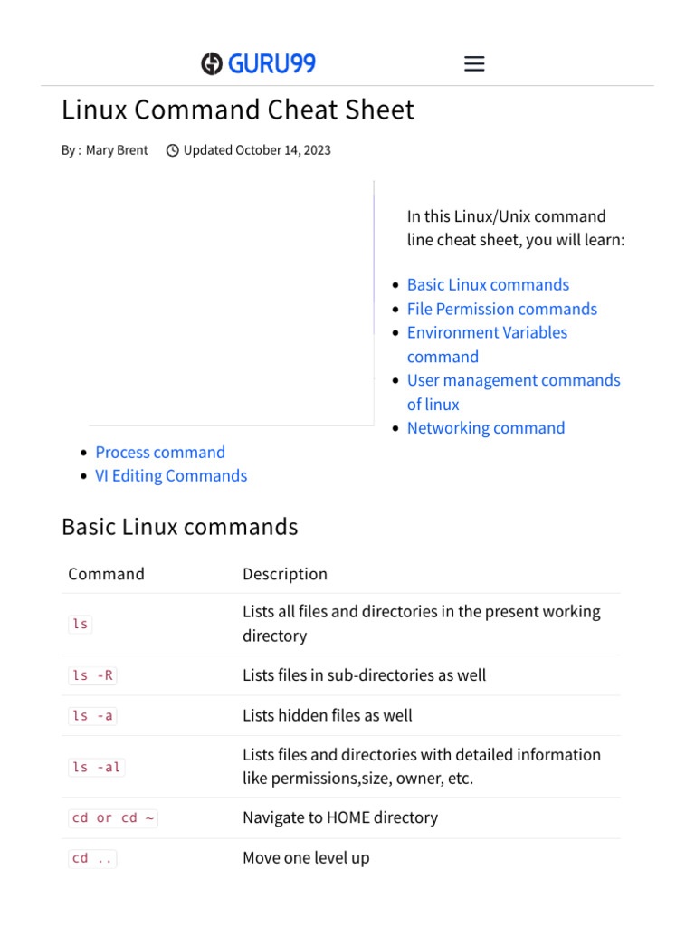 Linux Command Cheat Sheet Simple Version | PDF | Computer File | Directory (Computing)