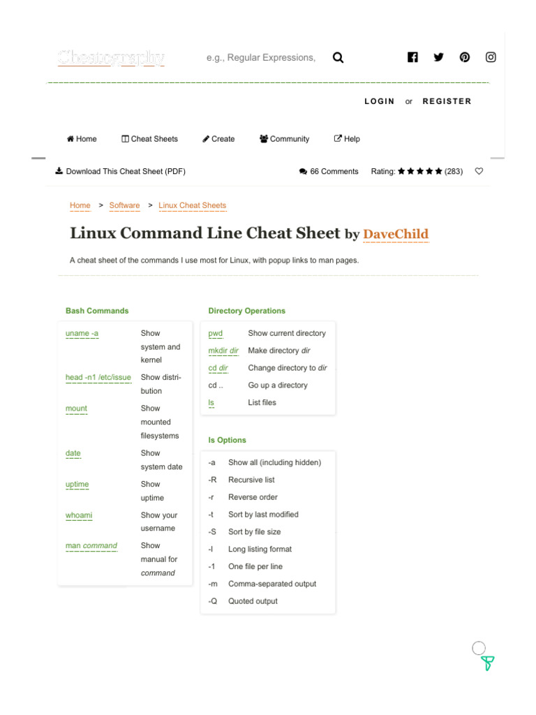 Linux Command Line Cheat Sheet | Pdf | Computer File | Utility Software