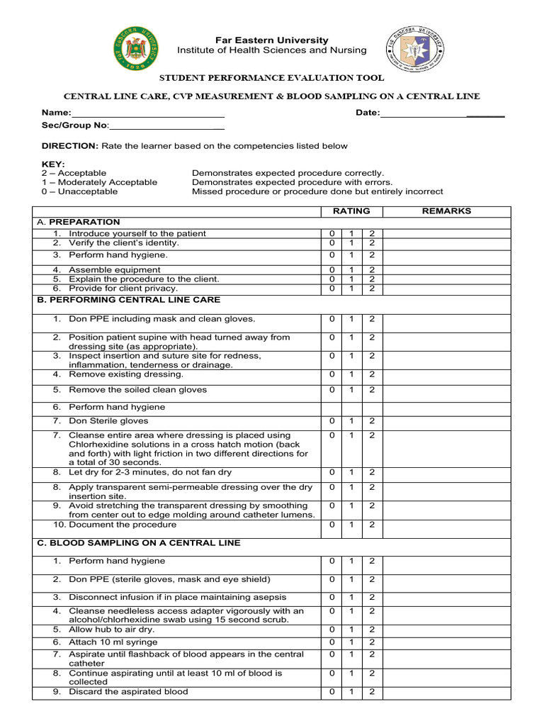 CVP Measurement and Care Evaluation Tool | PDF | Hand Washing ...